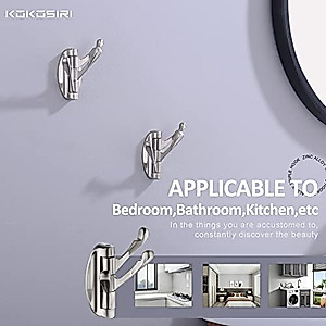 KOKOSIRI Swivel Hooks Solid Metal Foldable Towel Hooks with Multi Three Rotating Arms Swing Arm Triple Robe Hook Hanger, Wall Mounted, Brushed Nickel, B1009BR-P2