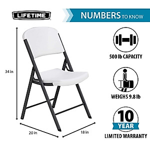 LIFETIME 80747 Commercial Grade Folding Chairs, 6 Pack, White Granite