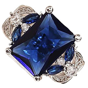Duan 925 Silver Huge Natural 4Ct Tanzanite Ring Bridal Wedding Engagement Size 6-10 (US Code 9)