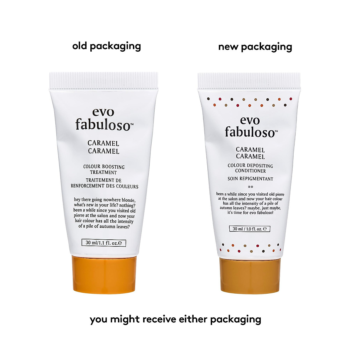 EVO Fabuloso Caramel Colour Depositing Treatment - Colour Care Conditioner for Colour -Treated Hair - Helps Maintain Colour Depth, Tone & Shine, 30ml / 1.01fl.oz