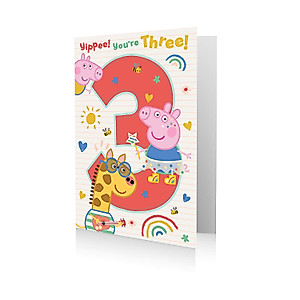 Danilo Promotions LTD Danilo Promotions Limited Official Peppa Pig Age 3 Birthday Card, Yippee! You're Three! multiple colours PG080,7x5 inch