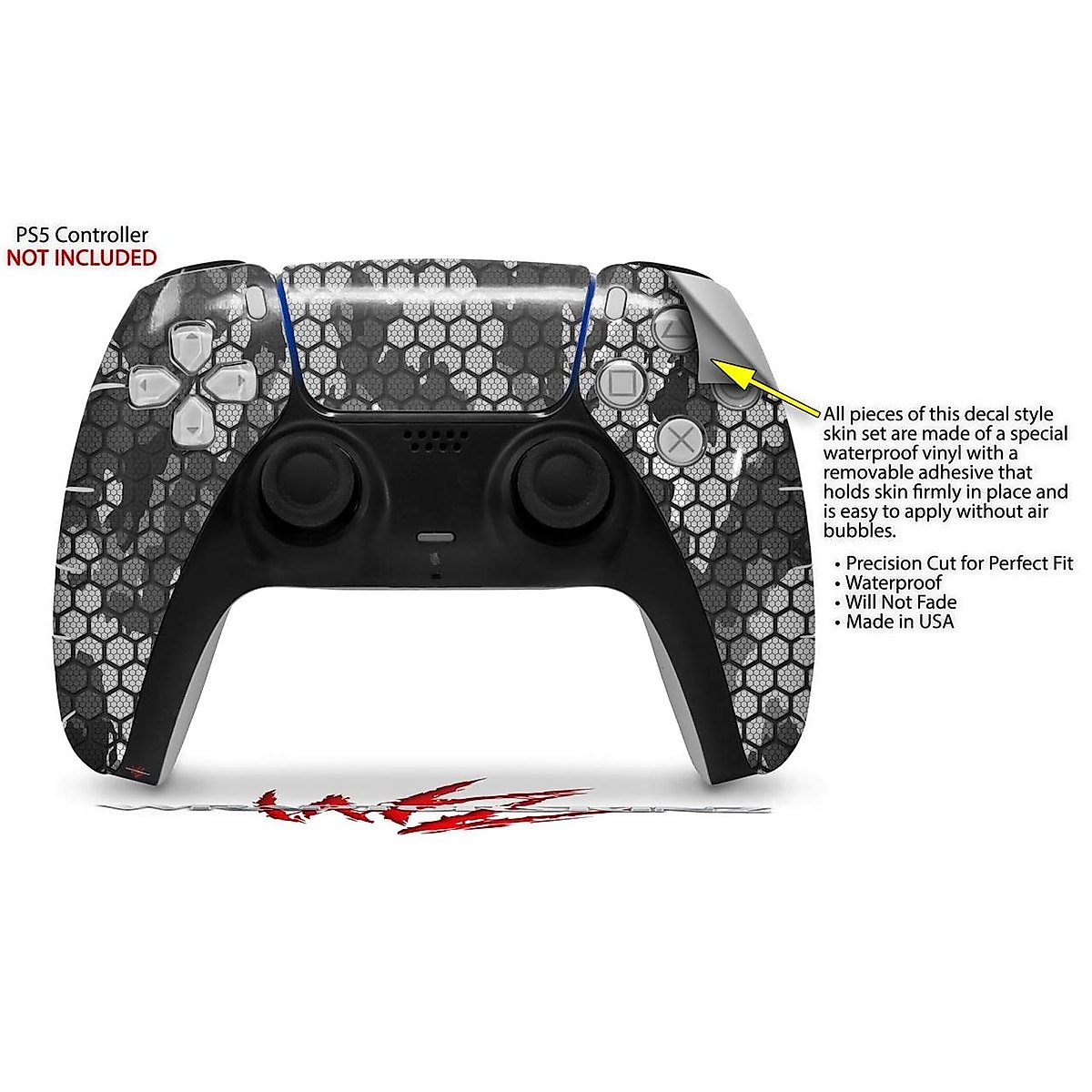 WraptorSkinz Skin Wrap compatible with Sony PS5 DualSense Controller HEX Mesh Camo 01 Gray (CONTROLLER NOT INCLUDED)