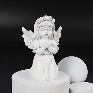 Raeasily Praying Little Angel Statue - 4.7 Inches Resin Crafts Wings Angel Crafts Decoration for Shelf,Home, Wedding Car Decoration, Offcie Desk