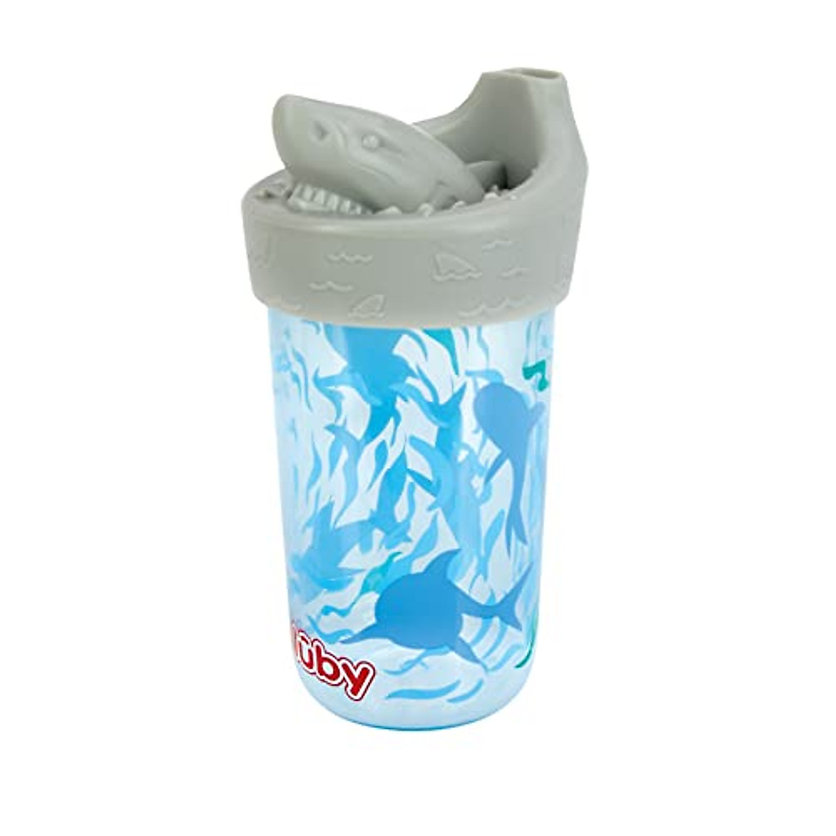 Nuby No Spill 3D Character Sippy Cup with Soft Touch Flo Silicone Top, 12 Ounce, Shark (Prints May Vary)