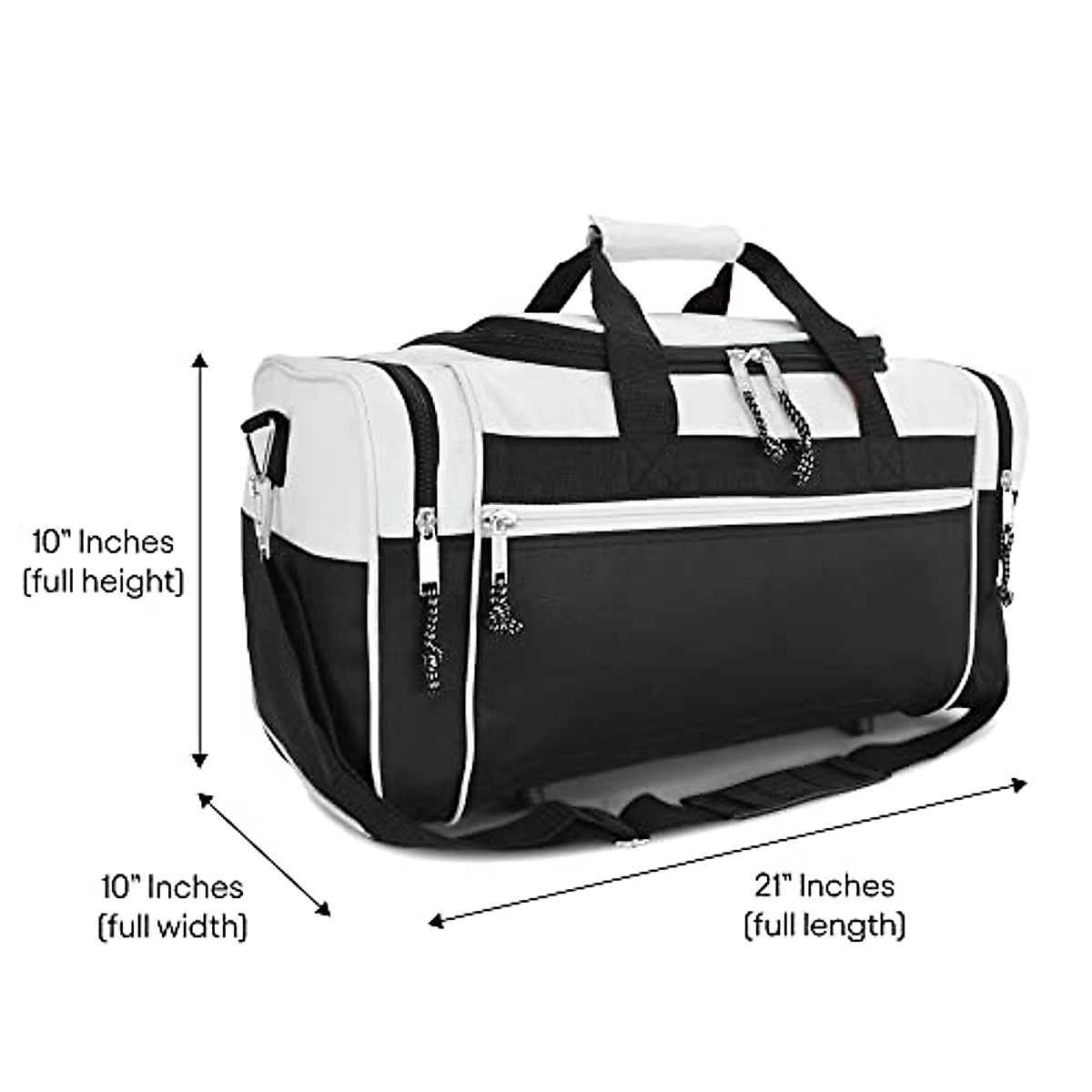 DALIX 21" Sports Duffle Bag Gym Travel Pack in White