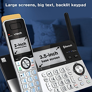 VTech IS8151-5 Super Long Range 5 Handset DECT 6.0 Cordless Phone for Home with Answering Machine, 2300 ft Range, Call Blocking, Bluetooth, Headset Jack, Power Backup, Intercom, Expandable to 12 HS