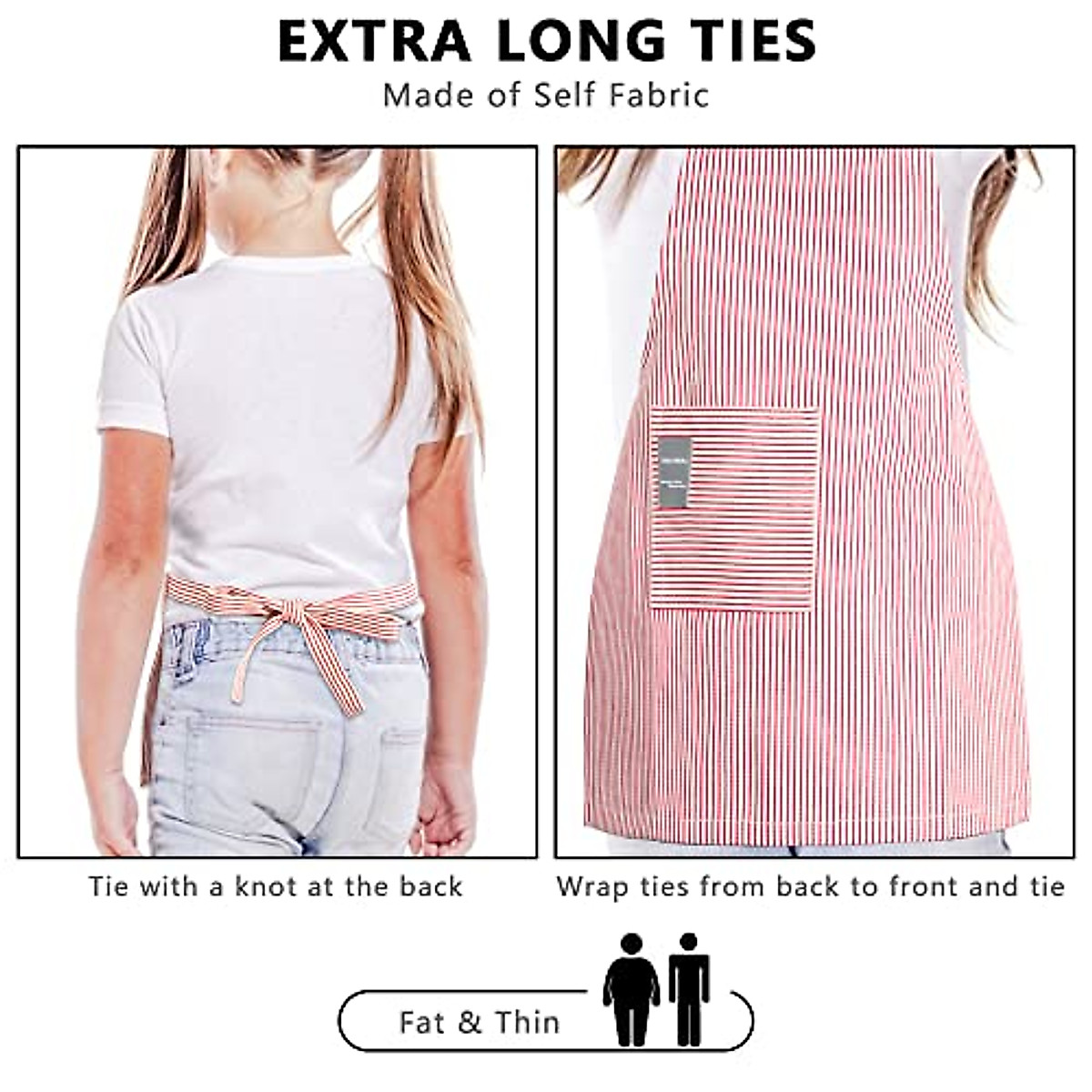 TeddSnow Kids Apron, Toddler Cotton Adjustable Bib Chef Apron with Pocket, For Children Age 2 to 5 years, Boys Girls