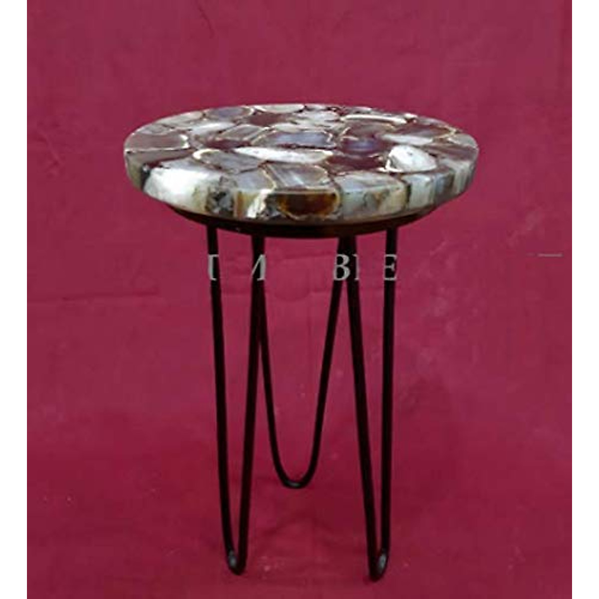 Modern Design Table, Natural Round Agate 21" x 21" Inch Table Top with Metal Stand, Round Agate Stone Table, Centerpiece, Agate Side Table, Piece Of Conversation, Family HeirLoom