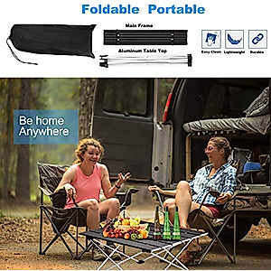 Ledeak Portable Camping Table, Small Ultralight Folding Table with Aluminum Table Top and Carry Bag, Easy to Carry, Perfect for Outdoor, Picnic, BBQ, Cooking, Festival, Beach, Home Use