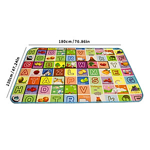 SIMPVALE Double-Sided Mats Foam Waterproof Baby Crawling Thickening Mat Drawing Alphabet Figures Animals Pattern 180cm x 120cm x1cm (70.86inch x 47.24inch x 0.4inch)