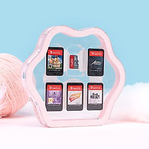 YOCORE Cute Cat Paw Game Card Case Compatible with Nintendo Switch- Transparent Hard Shell Game Card Holder for Switch Card Storage with 6 Game Card Slots Cartridge