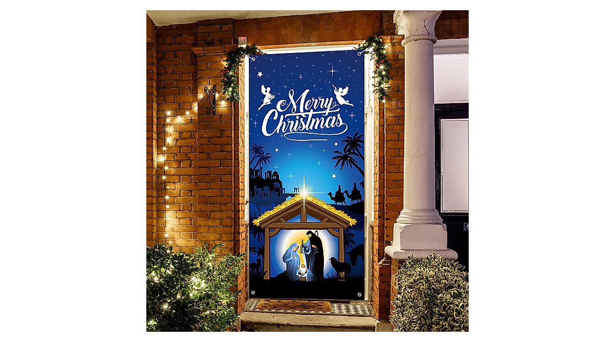 Nativity Christmas Door Cover - Festive Fabric Decoration