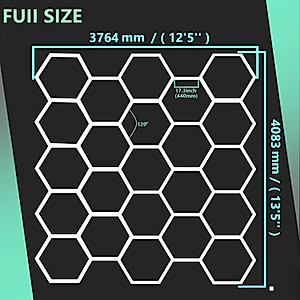 SENKOYU Hexagon Led Garage Light,23 Grid Systems Led Shop Lights for Garage/Workshop/Car Detailing Shop with White Border, 6500K,60720LM,530W, IP54 2 Year Warranty AC 100-240V(13'5'' x 12'5'')