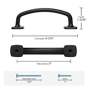 Ravinte Arch Cabinet Pulls Solid 10 Pack 3 Inch Matte Black Kitchen Cabinet Handles Flat Square Foot Curved Drawer Pulls Hardware for Kitchen Cabinet