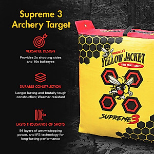 Morrell Yellow Jacket Supreme 28 Pound Field Point Archery Bag Target with Dual Shooting Sides and Multiple Bullseyes, Yellow