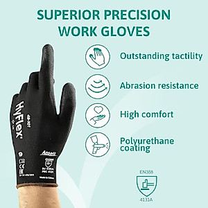 Ansell 48-101-9 Sensilite Gloves, Size 9, Black (Pack of 12)