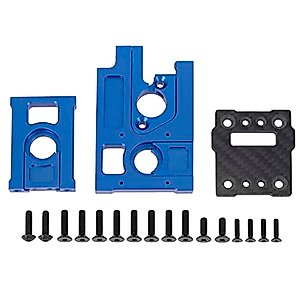 DKKY Aluminum 7075-T6 Motor Mount Set Motor Base Carbon Fiber Differential Cover for 1/8 Sledge 4WD Monster Truck 95076-4 49mm Motor RC Model Car Parts (Blue)
