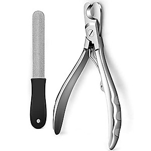 Gobeigo Dog Nail Clippers with Nail File, Professional Heavy Duty Dog Nail Trimmer, Full Martensite Steel Razor Sharp Blade Best for Large Dogs/Thick Toenail Pets/Old Cat, Ergonomic Non-Slip Handles