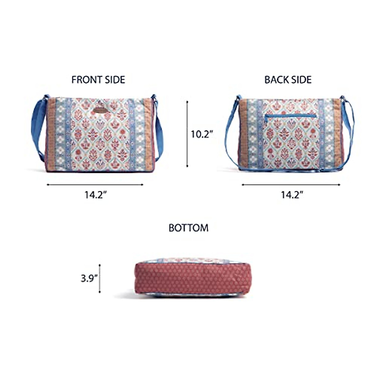 Maison d' Hermine Hand Bag Cotton Adjustable Shoulder Strap Easter Cross Body Tote purse with Zippered & Slip Pockets for Women Office Travel School College Shopping, Romane