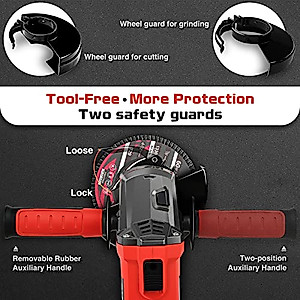 SHALL Angle Grinder Tool 7.5Amp 4-1/2 Inch Grinders Power Tools, Electric Metal Grinder 12000 RPM with 2 Safety Guards, 3 Cutting Wheels, 3 Flap Discs, Non-Slip Handle and Carbon Brush for Metal, Wood