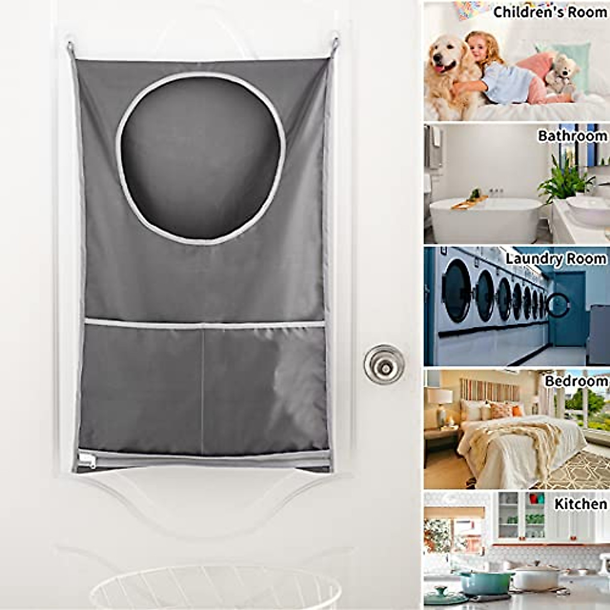 2 Pack Door Hanging Laundry Hamper Bag,Laundry Hamper Bags Collapsible, Over Door Laundry Bag,Large Hamper Clothes Storager for Space Saving Large Laundry Organizer Bag