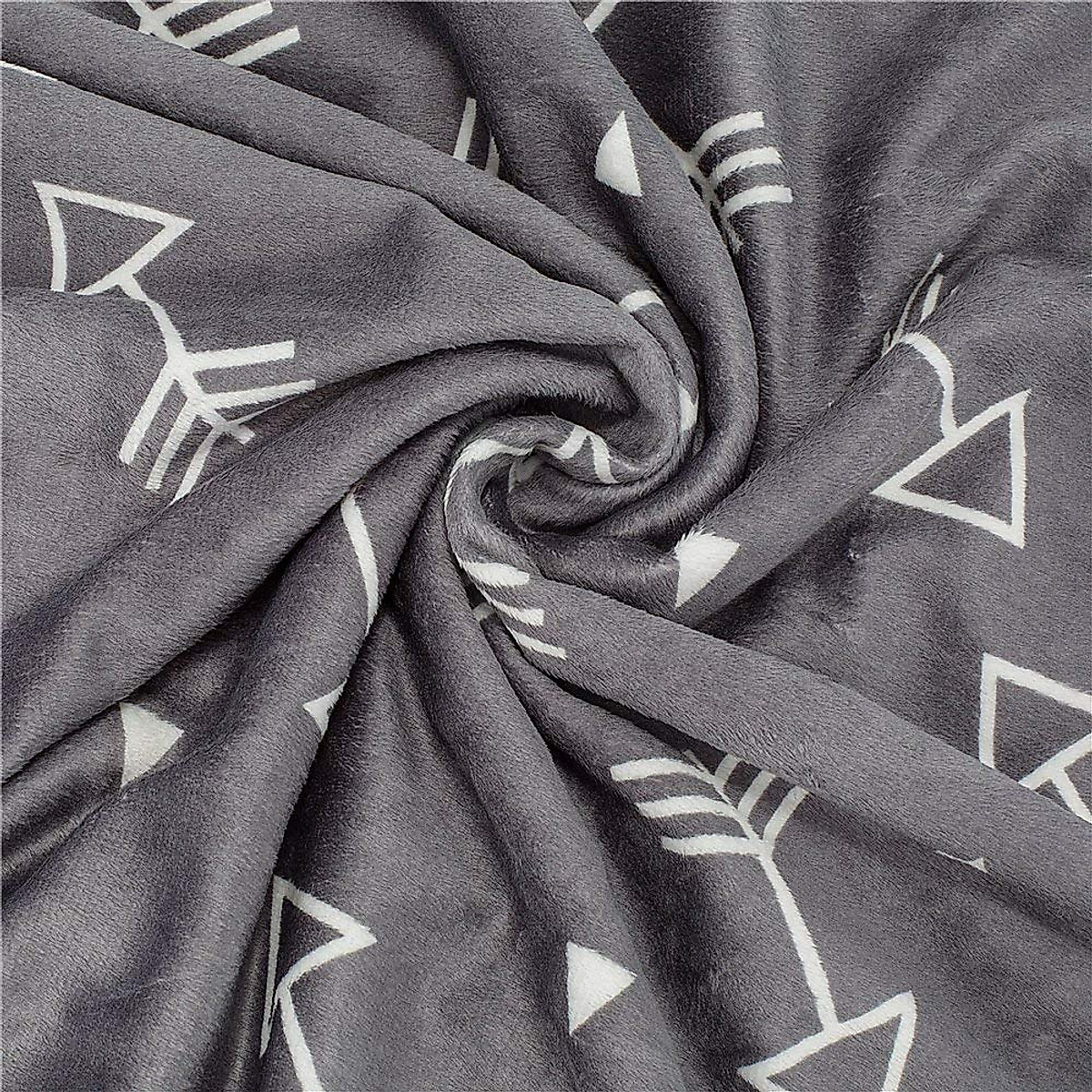 BORITAR Baby Blanket for Unisex 2 Pack Super Soft Minky with Double Layer Dotted Backing, Little Grey Arrows Printed 30 x 40 Inch, Receiving Blankets