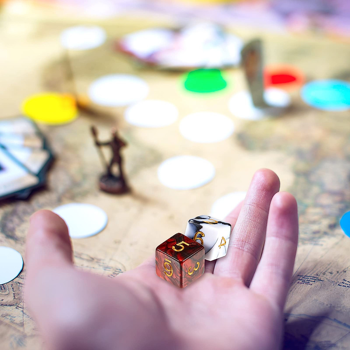 2 Set 11 Dice Set Polyhedral Dice Set Multisided Dice Set Smooth Touch with Drawstring Bag Compatible with RPG MTG Table Game Dice, 22 Pieces