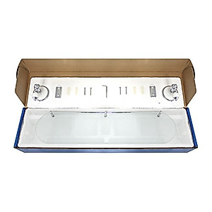 MODONA 20" Frosted Glass Shelf with Pre-Installed Rail - White Porcelain & Chrome - Arora Series - 5 Year Warrantee