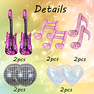 Music Party Decoration Music Note Balloon Disco Balloon Guitar Foil Balloon Concert Party Dcoration
