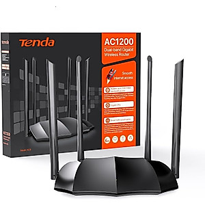 Tenda AC1200 Gigabit WiFi Router - Dual Band High Speed Wireless Internet Router, 3xWAN/LAN Gigabit Ports, 4x6dBi Antennas, MU-MIMO, Beamforming, IPv6, Guest WiFi, AP Mode(AC8)