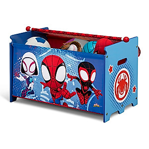 Delta Children Marvel Spidey and His Amazing Friends Toy Box with Retractable Fabric Top, Blue