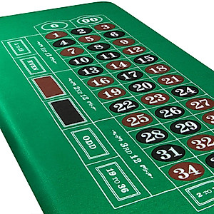 Brybelly Casino Night 4-in-1 Felts Only -Blackjack, Craps, Roulette and Texas Hold'em Table Felt Only- Green Felt Double Sided Casino Tabletop Gaming Mat- 18" x 36" - Perfect for Casino Game Night