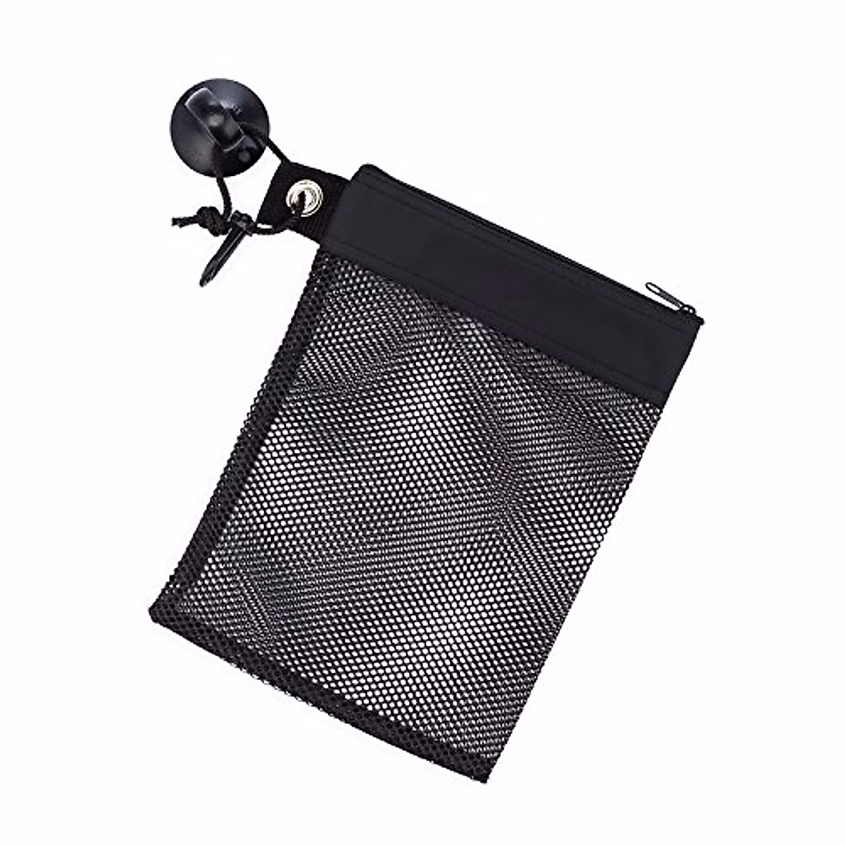 Mesh Caddy, Quick Dry Shower Tote Bag Hanging Toiletry and Bath Organizer with Suction Cup Clip Cord, Black, Rugged - Better Made in USA