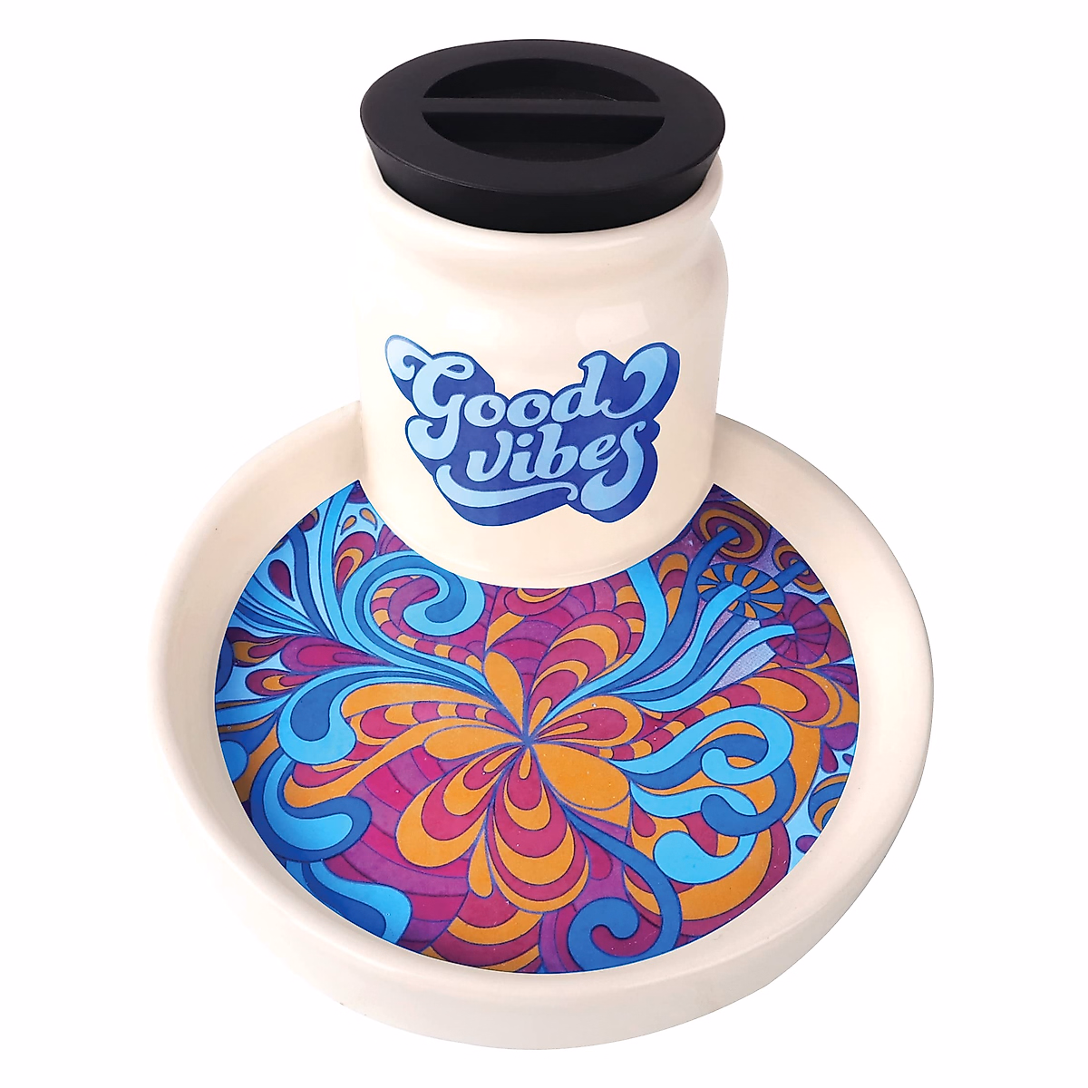 Streamline Imagined Ceramic Stashtray with Silicone Lid (Good Vibes)