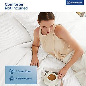 Waffle Duvet Cover King - Cooling Duvet Cover - Cotton Waffle Weave Duvet Cover Set with 1 King Duvet Cover and 4 Pillowcases - White Duvet Cover King Size - Cotton Duvet Cover (King, 104x90'' White)