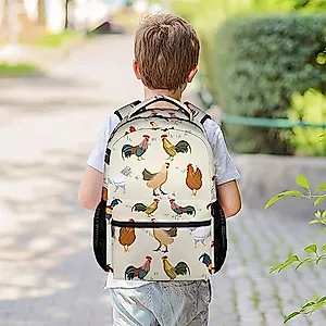 COOPASIA Chicken Backpack, 16 Inch Animal Theme Bookbag with Adjustable Straps, Durable, Lightweight, Large Capacity, School Backpack for Kids Girls Boys