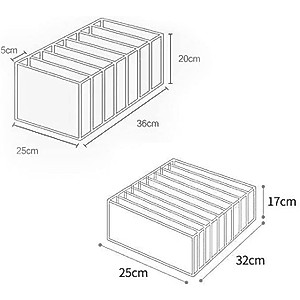 MSJJ 2PCS Wardrobe Clothes Organizer, 7 Grid Jeans + T-Shirt Compartment Storage Box, Foldable Portable Cupboard Drawers Organiser for T-Shirt, Jeans (White)