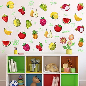 48 Pcs Tutti Frutti Party Colorful Fruit Cutouts Lemon Cutout Strawberry Pineapple Apple Watermelon Grape Cutout for Classroom Bulletin Board Wall Tropical Fruit Hawaiian Luau Beach Summer Party Decor