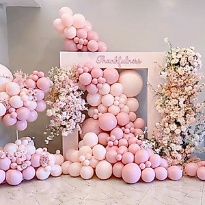 412pcs Pastel Pink Balloon Garland Arch Kit 18 12 10 5 Inch Different Sizes Light Pink Latex Balloons for Baby Shower Birthday Happy Gender Reveal Party Decoration