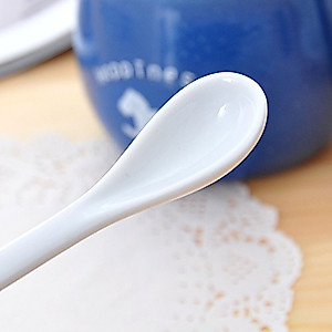 AKOAK 5 Inches White Ceramic Spoon for Coffee,Tea,Yogurt,Ice-cream,Appetizers and Desserts
