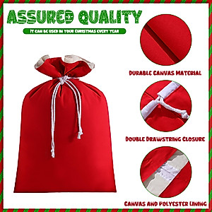 DYSHAYEN Santa Sack Christmas Gift Bag 19.7 X 27.6 Inch Large Canvas Christmas Santa Claus Bag for Xmas Party Supplies Favors (Red)