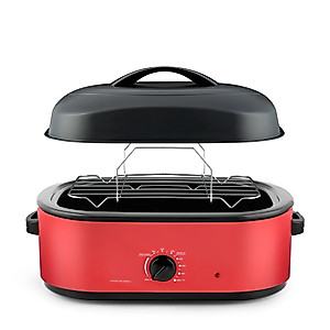 18Qt. Roaster Oven with High-Dome Lid, Red Hot Plate Kitchen Appliances Electric Oven Cooking Appliances Home Appliances Horno Electrico De Cocina