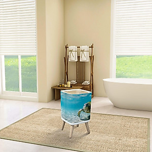 PHAIBHKERP Trash Can with Lid The Green sea Turtle Garbage Can Rectangular Waste Bin Press Cover Dog Proof Wastebasket for Kitchen Bathroom Living Room Nursery