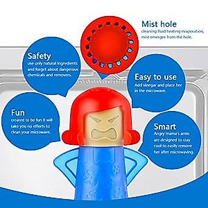 Abnaok Microwave Cleaner, 2 PCS Angry Mama Microwave Cleaner Microwave Oven Steam Cleaner Easily Clean in Minutes Cleans Add Vinegar and Water for Home or Office with English Manual (Green+Blue)