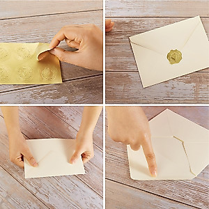 50 Pack Cream A6 Envelopes with Cards 4x6 Thick Folded Cardstock and Gold Stickers for Greeting Cards, Wedding, Birthday, Invitations, Baby Showers (Cream, 4x6)