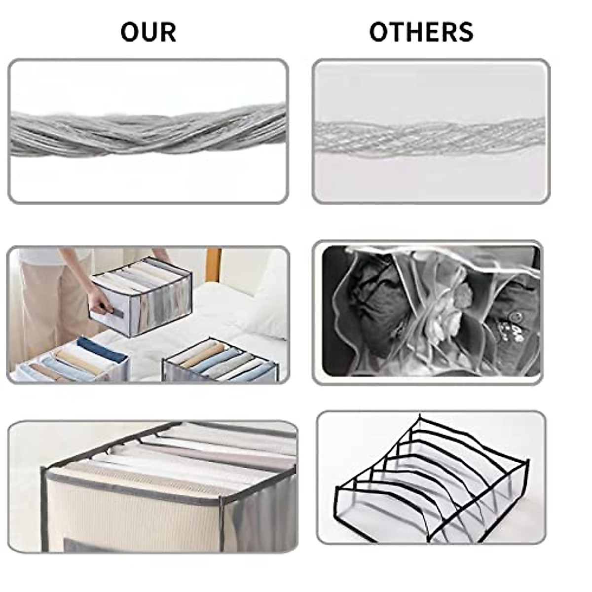 Wardrobe Clothes Organizer, 9 Grids Upgraded Washable Closet Grey 4Pcs
