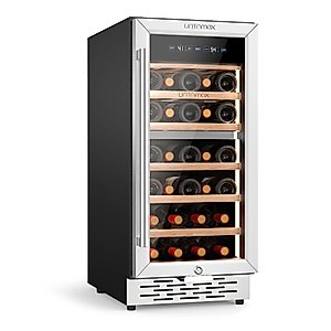 UNTOMAX 33 Bottles Wine Fridge Dual Zone Wine Cooler Refrigerator, 41-68℉ Freestanding Wine Cellar Built In for Red/White/Champagne, Temperature Memory Quiet Compressor Kitchen/Office, Stainless Steel