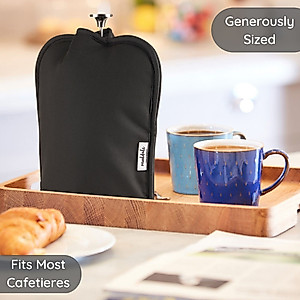 French Press Cozy Cover Insulated in Black - French Press Warmer Koozie Insulator Designed to Keep your Coffee Warmer for Longer - Cafetiere Cover Coffee Press Pot Cosy for Multiple Sizes