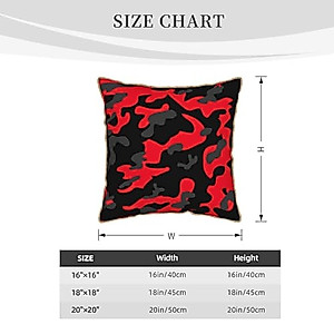 Augenstern Zippered Pillow Protectors Cover Case Camouflage-Red-Camo Decorative Throw Pillow Cover Square Cushion Case 18"X18"