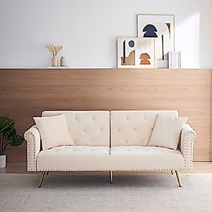 Eafurn Futon Couch Bed Sleeper Loveseat, Convertible Folding Sofa with Armrest, Adjustable Backrest, Modern 2 Seater Upholstered Love Seat Sofa & Couch for Small Space, Living Room